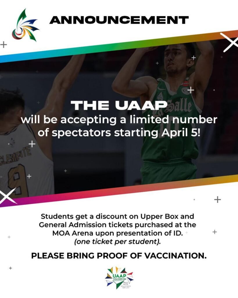 UAAP Season 84: Fully-vaxxed fans allowed starting April 5 - Sports ...